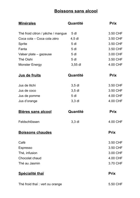 Carte Boissons sans alcool – Lamaï Thai Food
